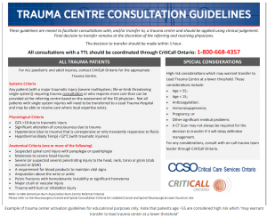 This entry was posted in Critical Care , Guidelines , Trauma . Bookmark ...