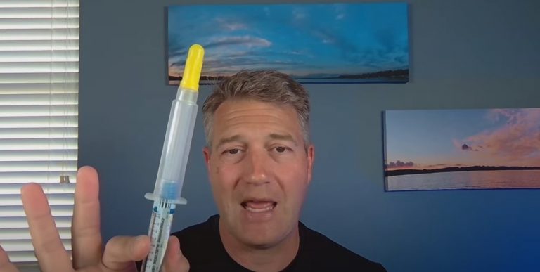 This syringe has 1 mg of epinephrine in 10 ml of saline which is 0.1 mg ...